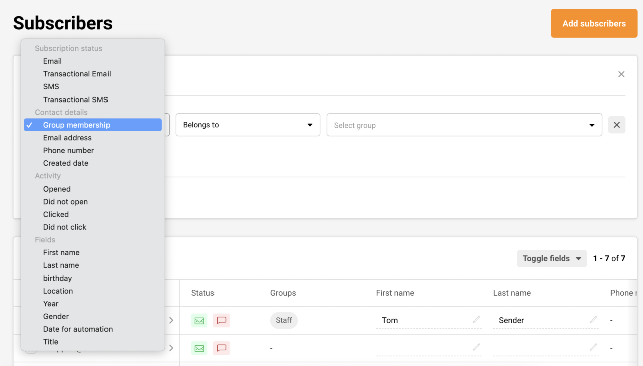 Subscribers Management: Subscribers – Sender Help Center
