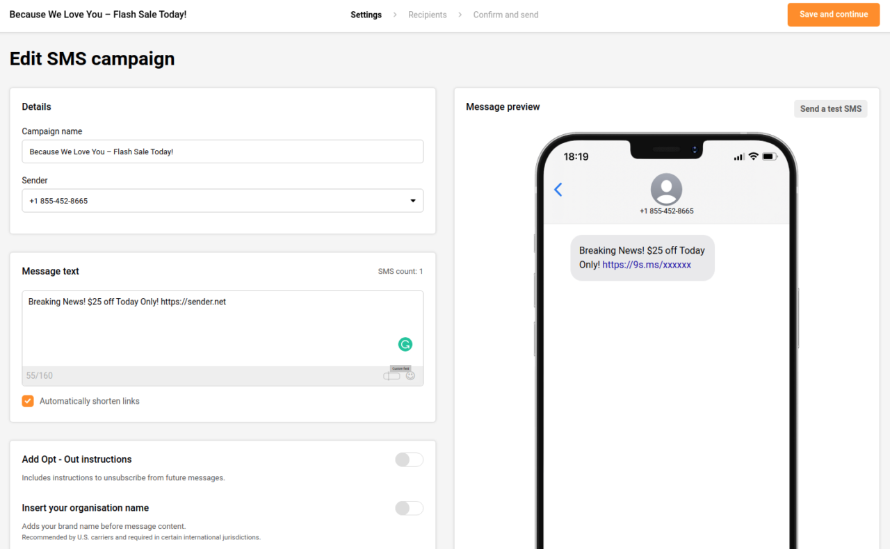 SMS management – Sender Help Center