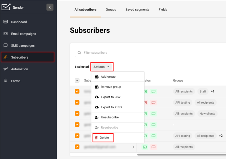How to remove subscribers? – Sender Help Center