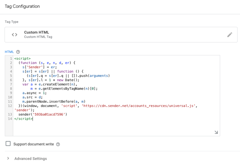 How to add your Sender tracking script to Google Tag Manager – Sender Help Center
